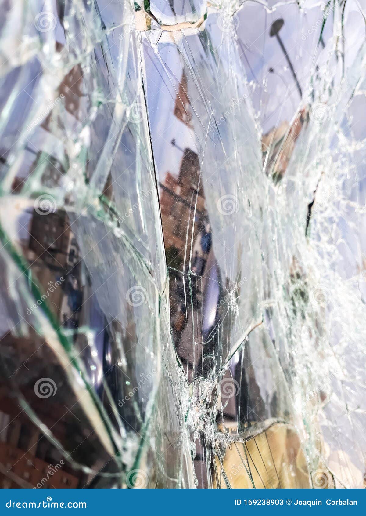 Broken Windshield of Abandoned and Destroyed Car, with Broken Glass ...