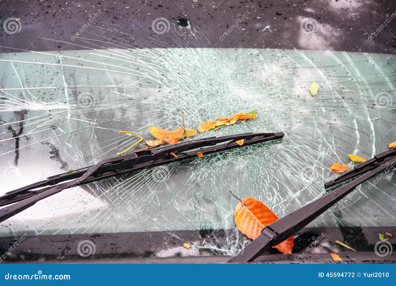 Broken Windshield in Car Accident Stock Photo - Image of damage ...