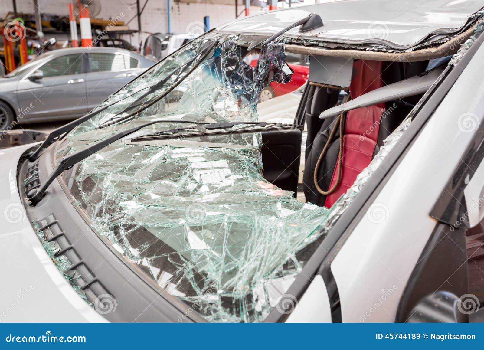 The Broken Windshield in Car Accident Stock Image - Image of break ...