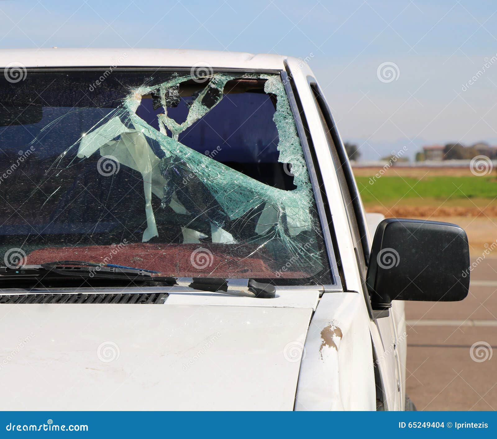Broken Windshield in a Car Accident Stock Photo - Image of automobile ...