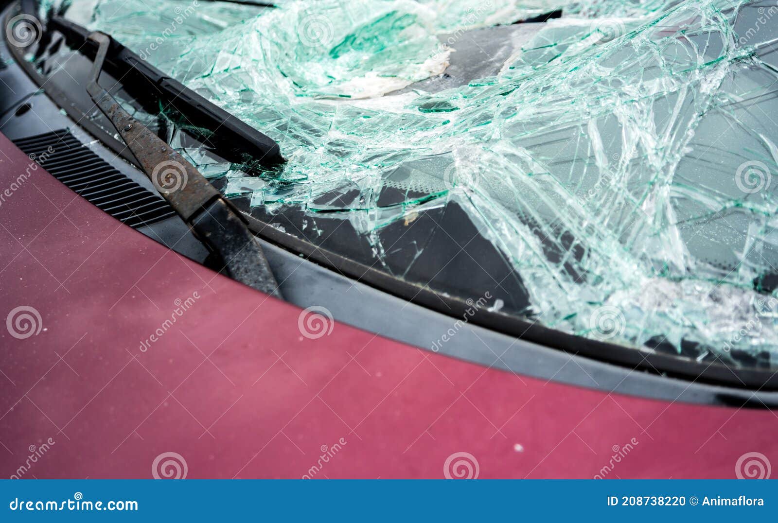 The Broken Windshield in the Car Accident Stock Photo - Image of edges ...