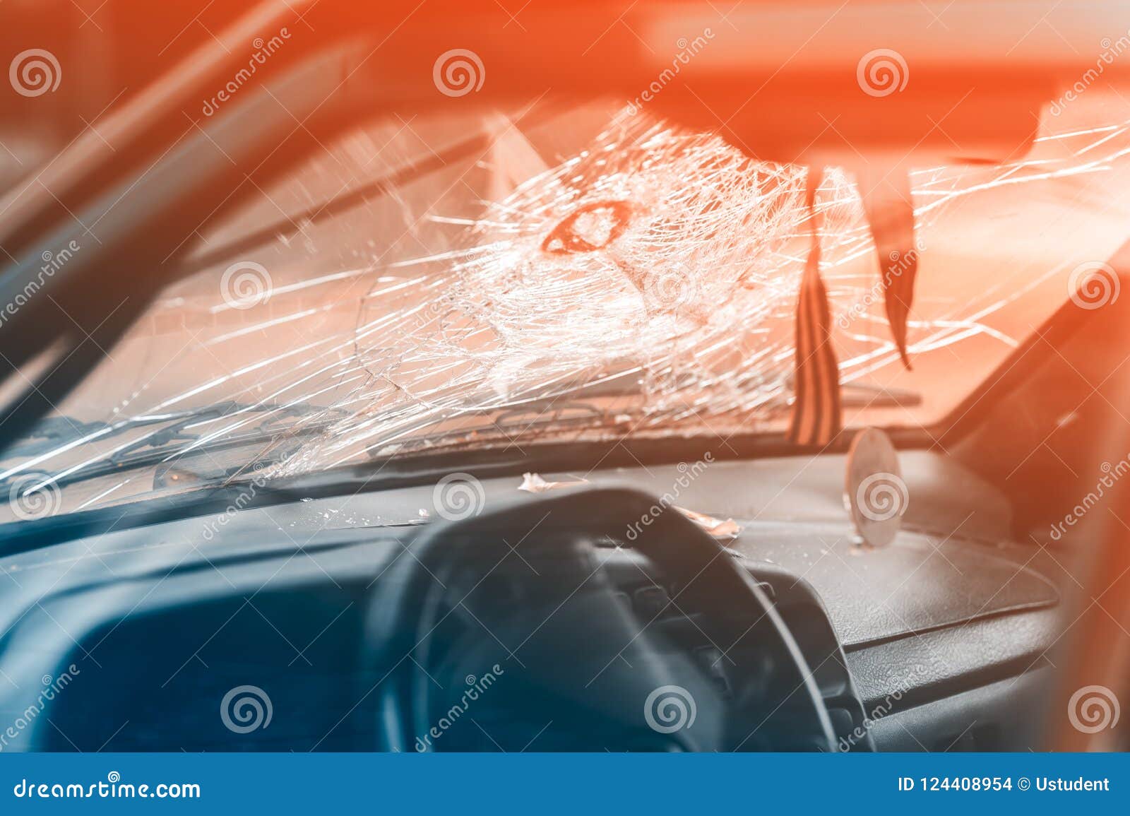 Broken Car Window Red