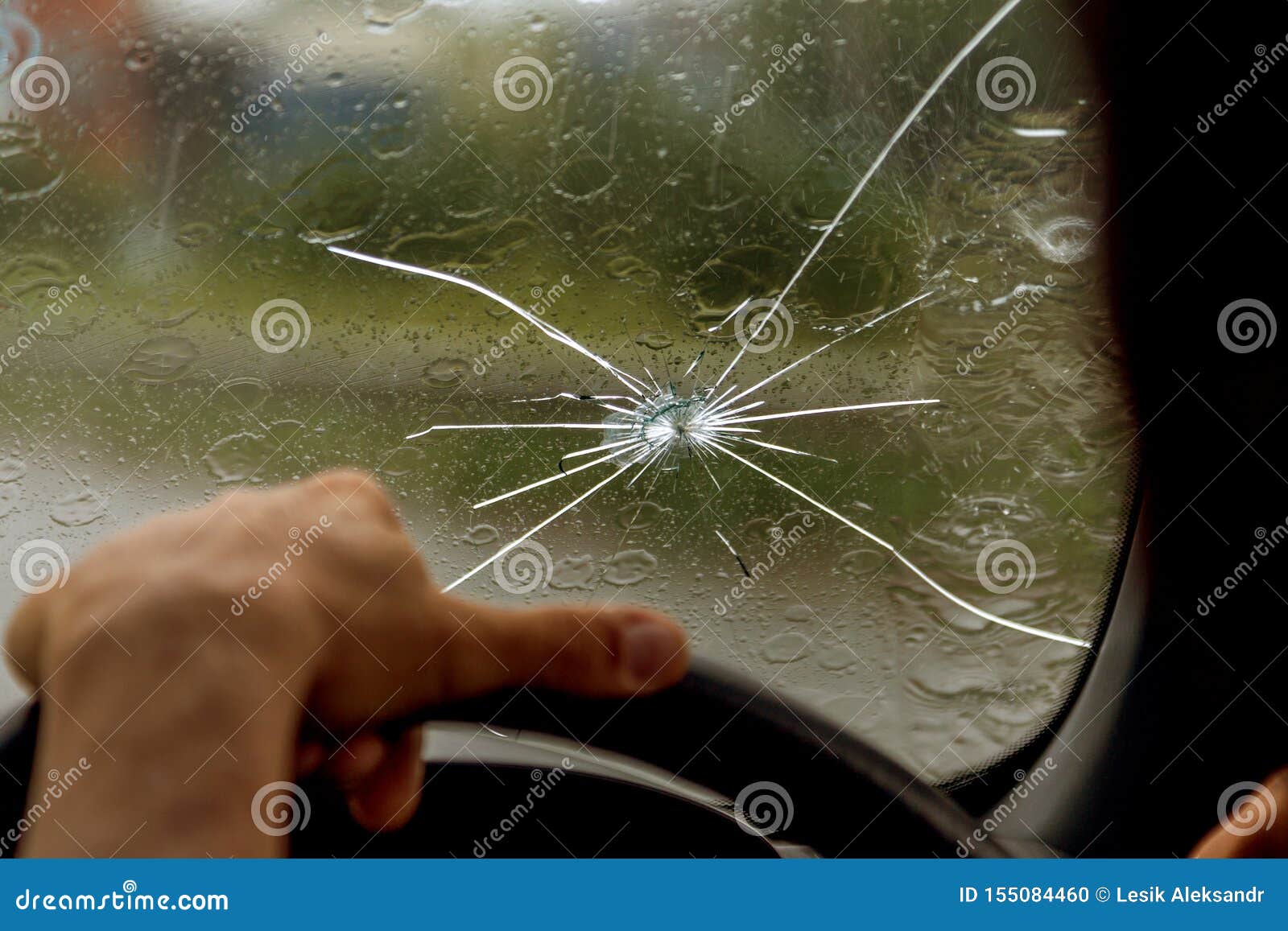 Broken Windshield of a Car. a Web of Radial Splits, Cracks on the ...