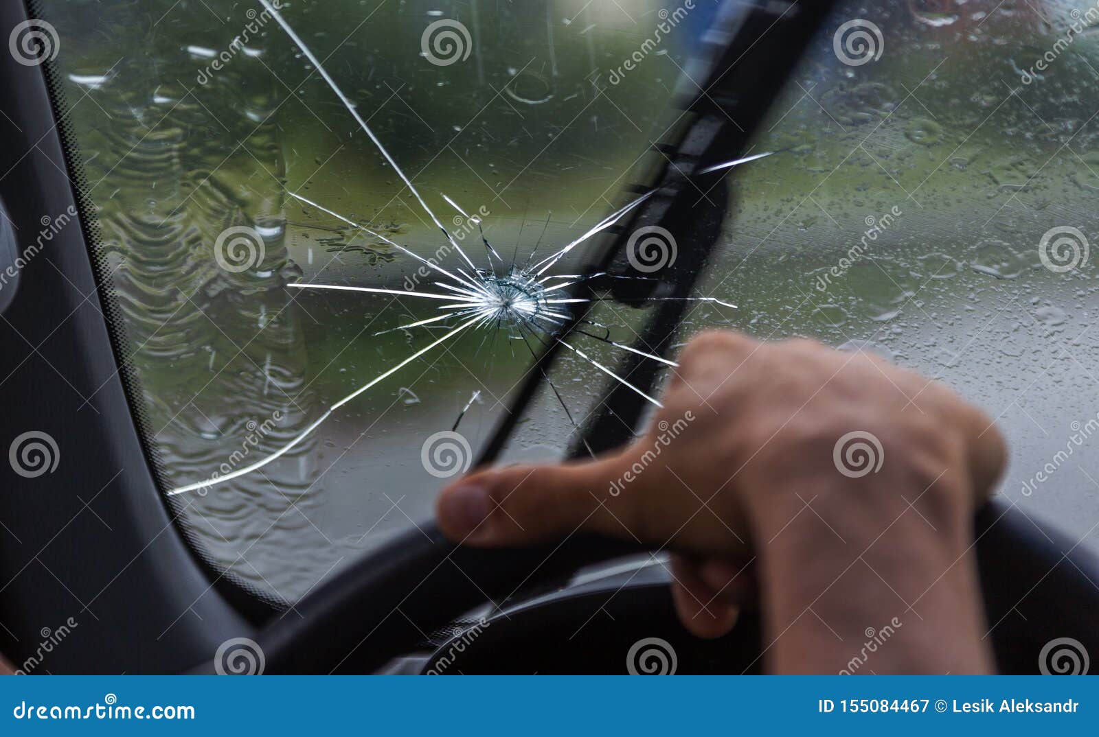 Broken Windshield of a Car. a Web of Radial Splits, Cracks on the ...