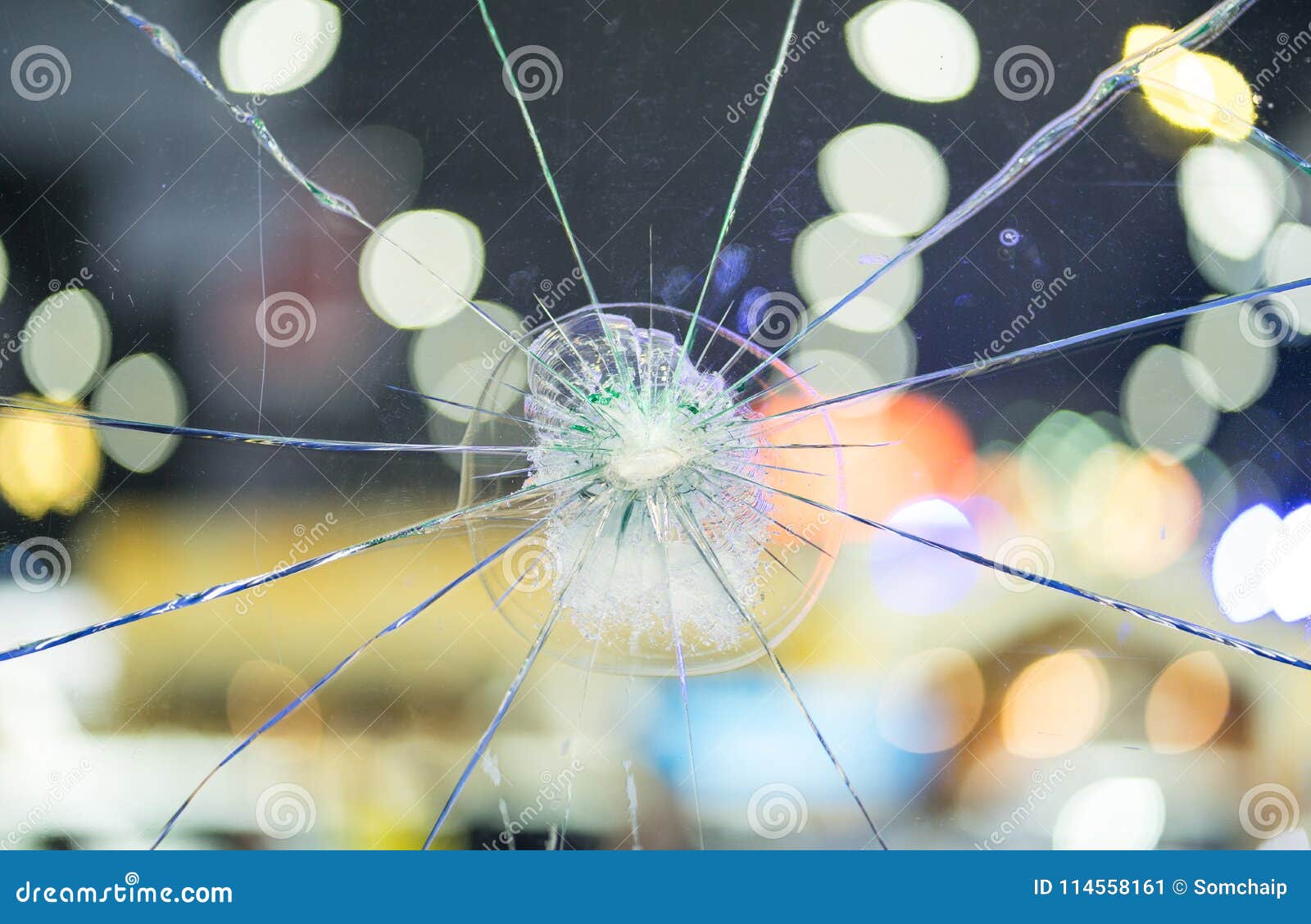 Broken Windshield Glass on a Bokeh Background Stock Image - Image of ...