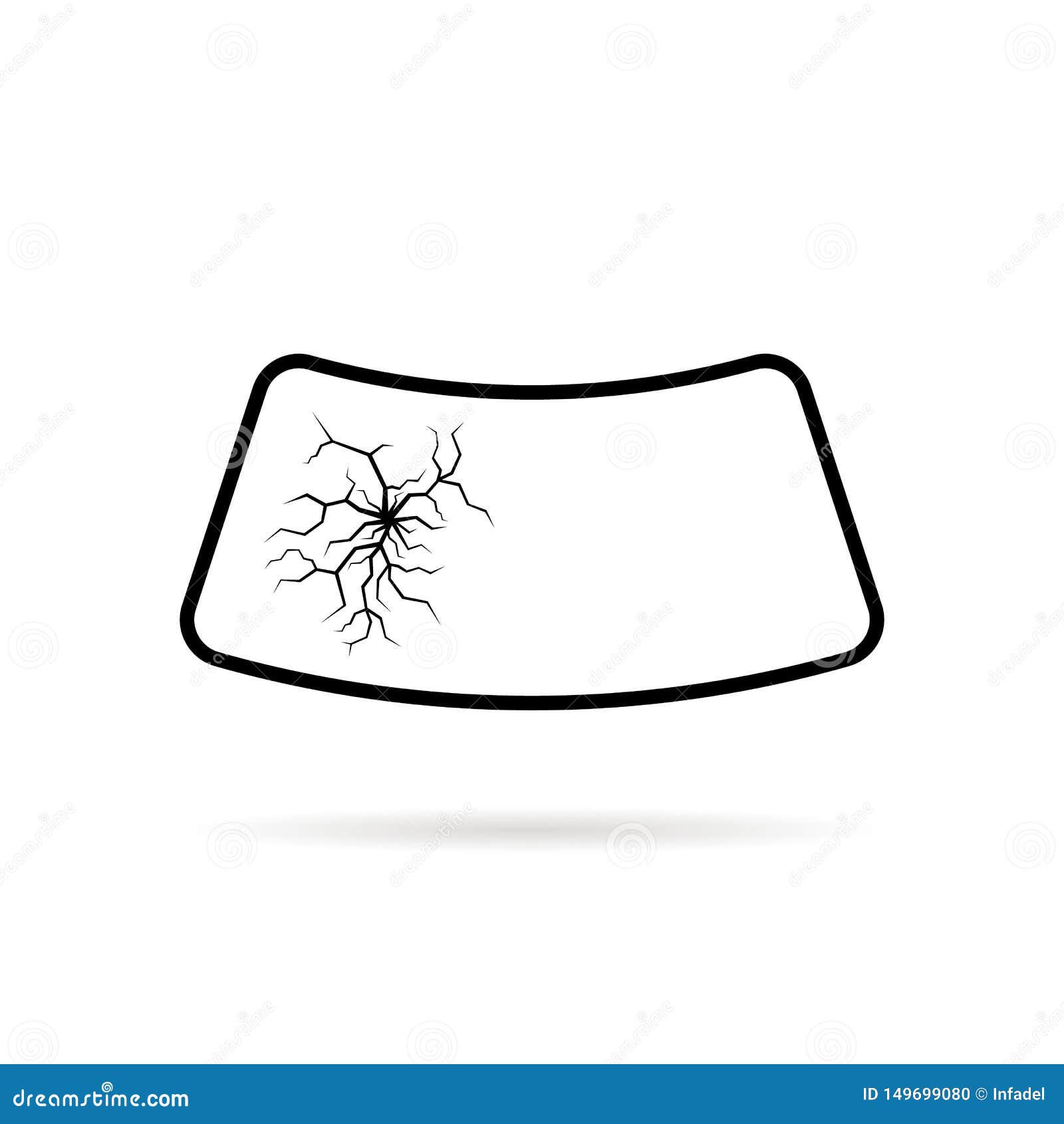 Broken Windshield Glass with Crack Stock Vector - Illustration of broke ...