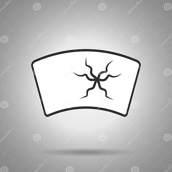 Broken Windshield Icon . Windshield with Huge Crack Stock Vector ...
