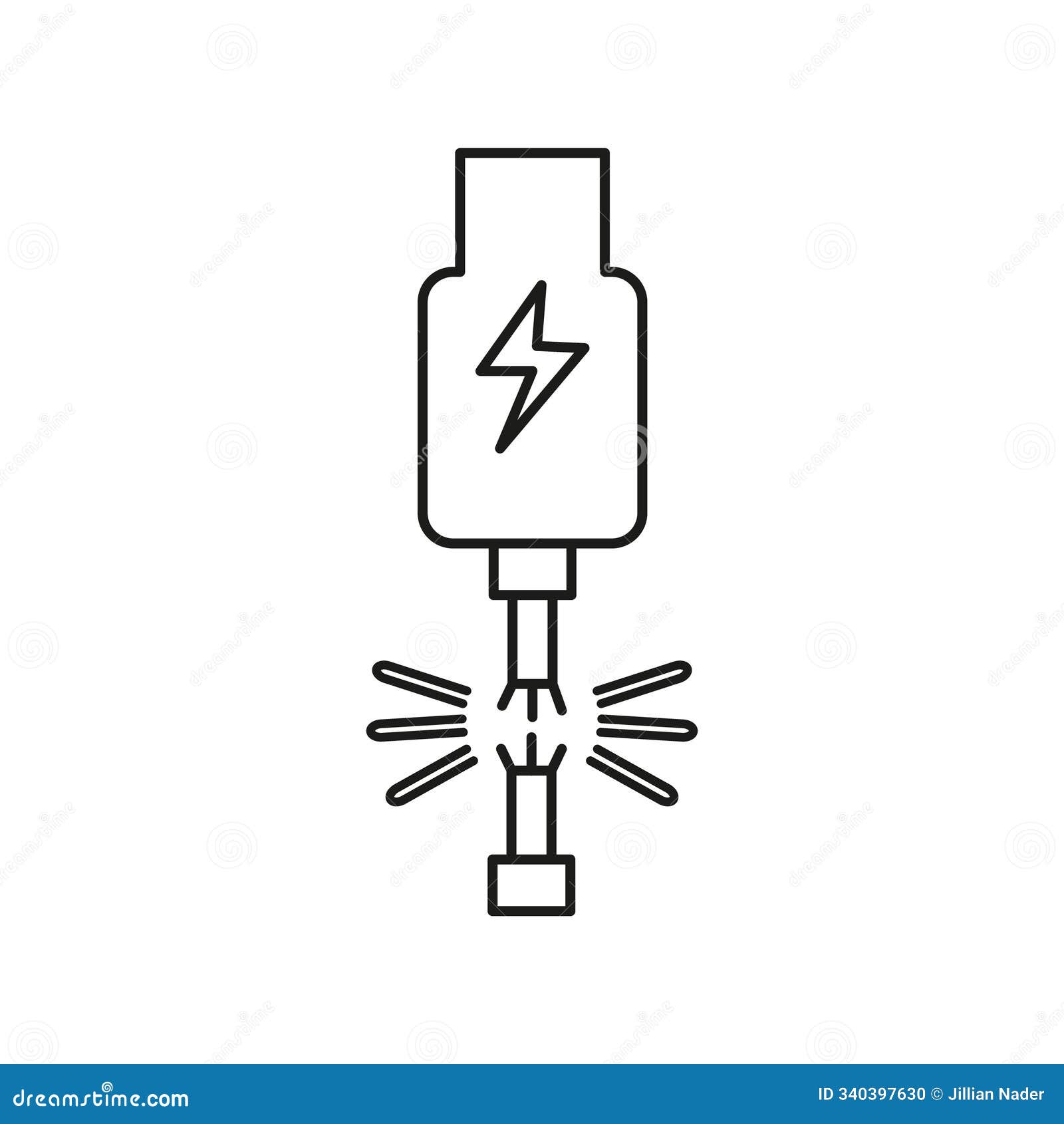 Broken Wire. Realistic Electrical Cable With Isolation Defects ...