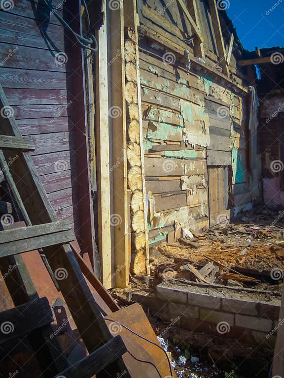 Broken wood house stock photo. Image of destroyed, building - 106830442