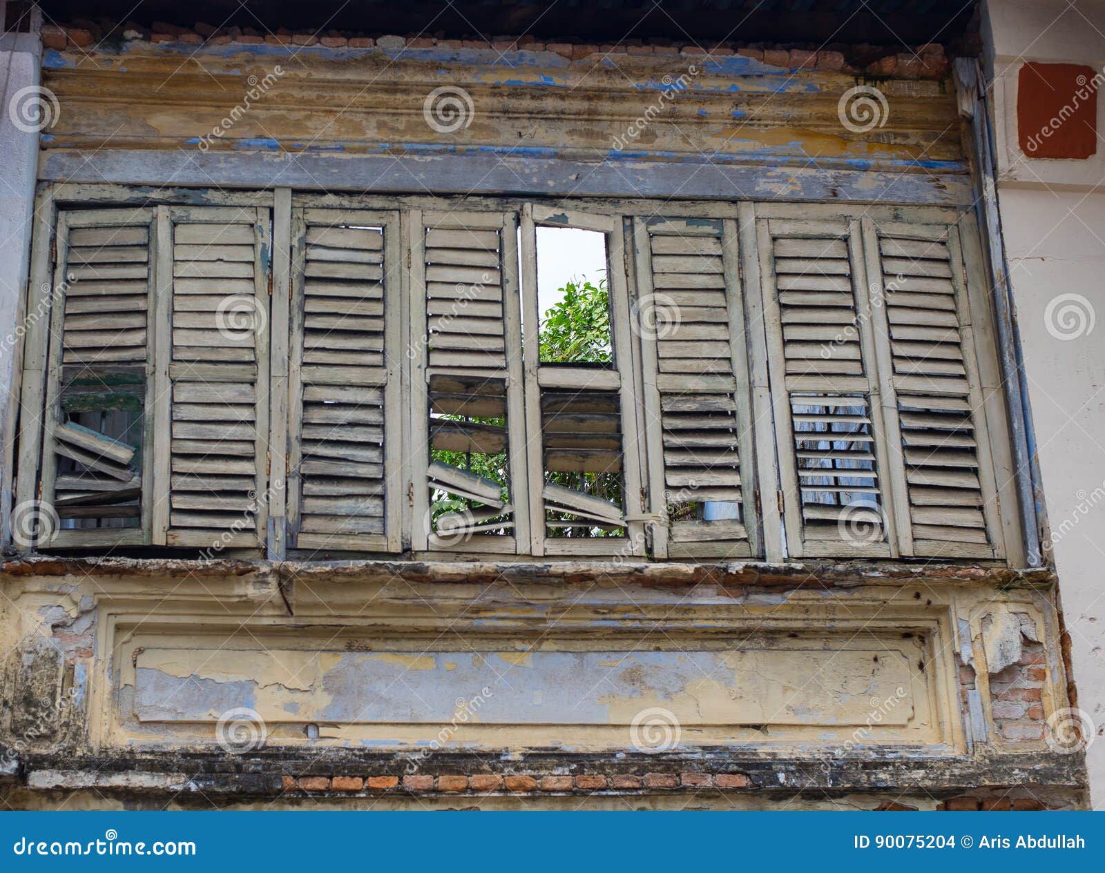 Broken wood louvres window stock photo. Image of style - 90075204