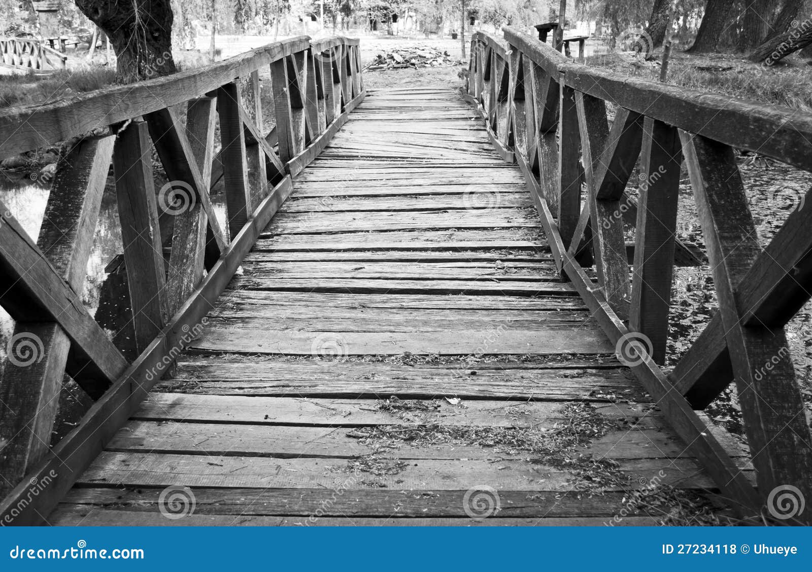 The Broken Wooden Bridge in Nature Stock Photo - Image of bridge ...