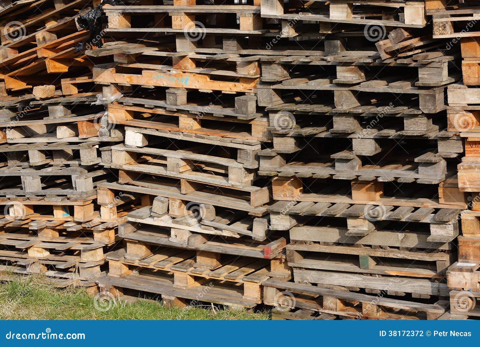 Broken wooden pallets stock photo. Image of grass, colour - 38172372