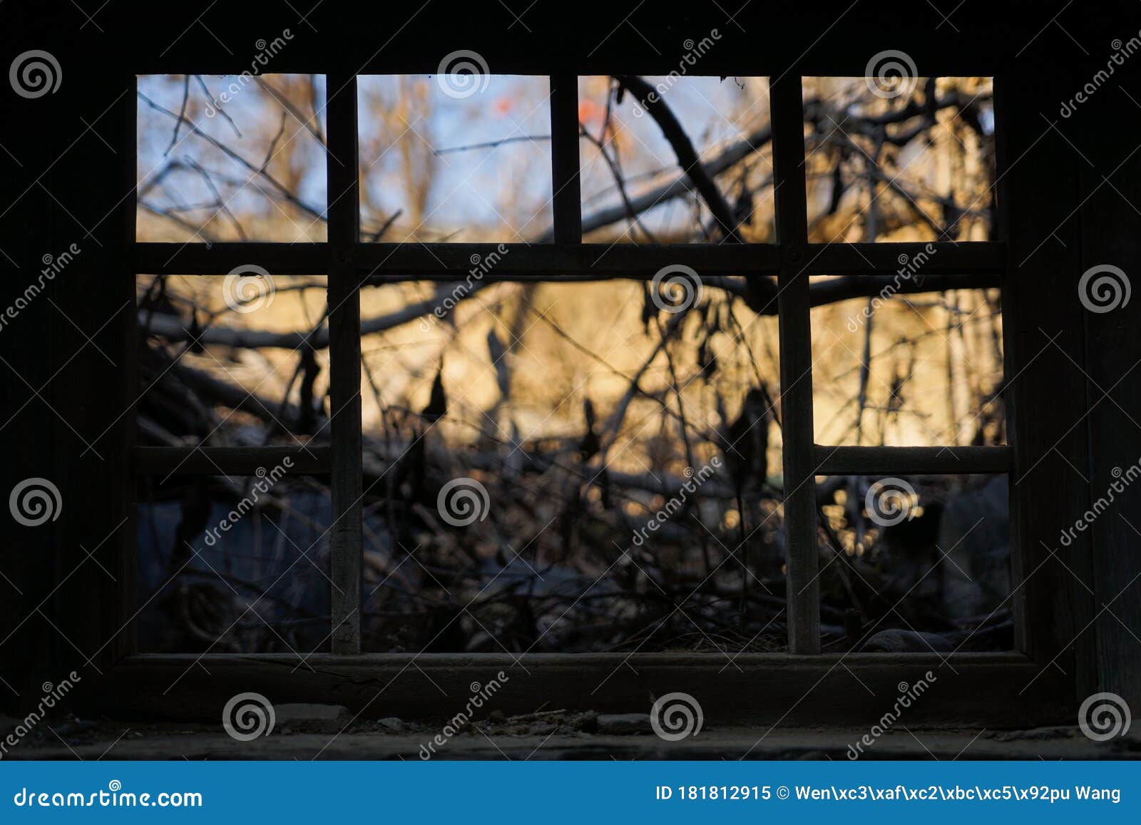 Broken Wooden Windows in the Room Stock Image - Image of windows ...