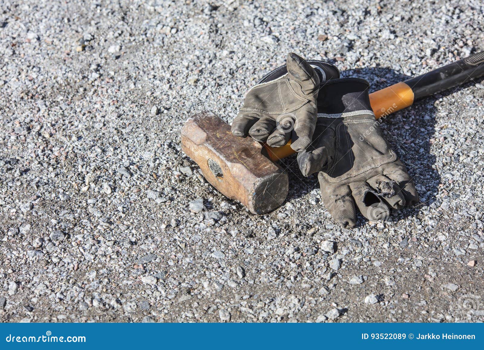 Broken Work Gloves and Big Hammer. Stock Image - Image of industry ...