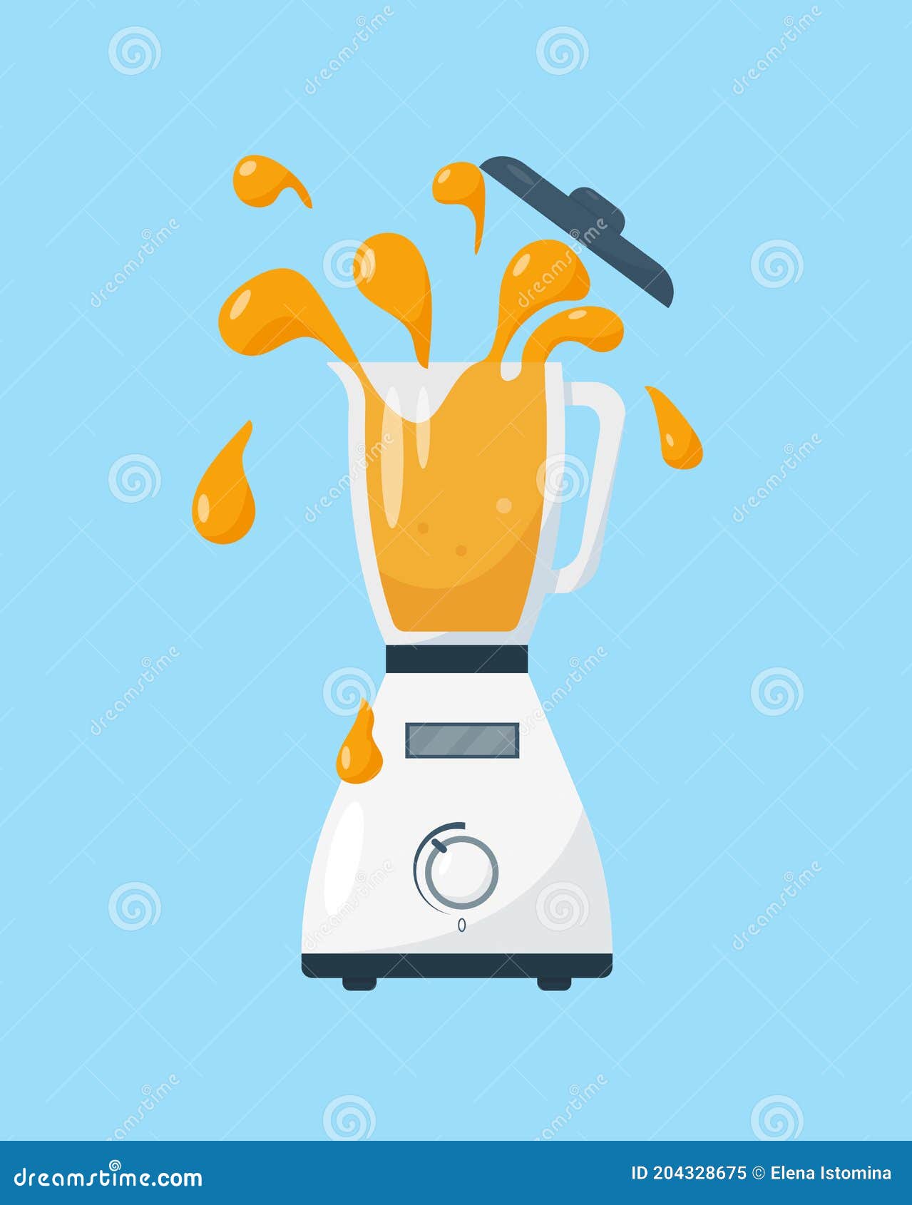 Broken Working Blender with Splashed Juice. Stock Vector - Illustration ...
