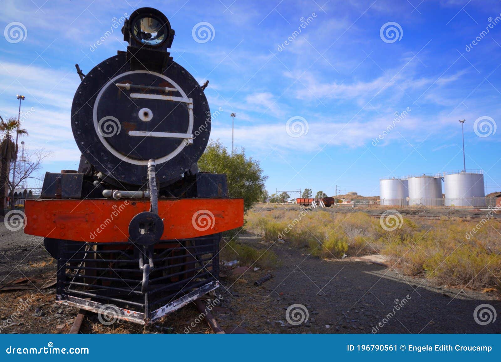 Broken Train Rails Near Derailed Locomotive Stock Photo | CartoonDealer ...