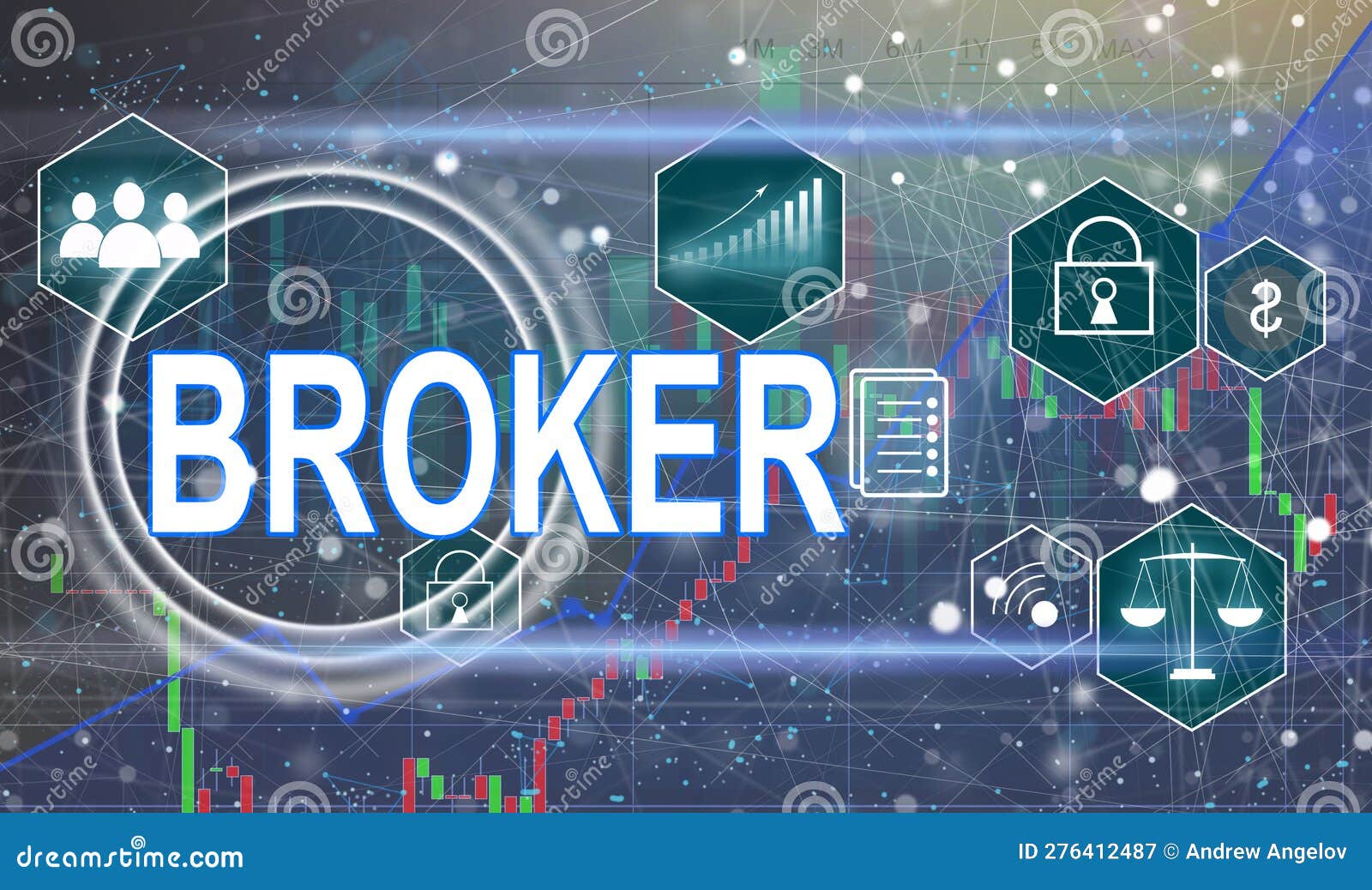 Broker Button on Virtual Screen Stock Image - Image of click, earning ...