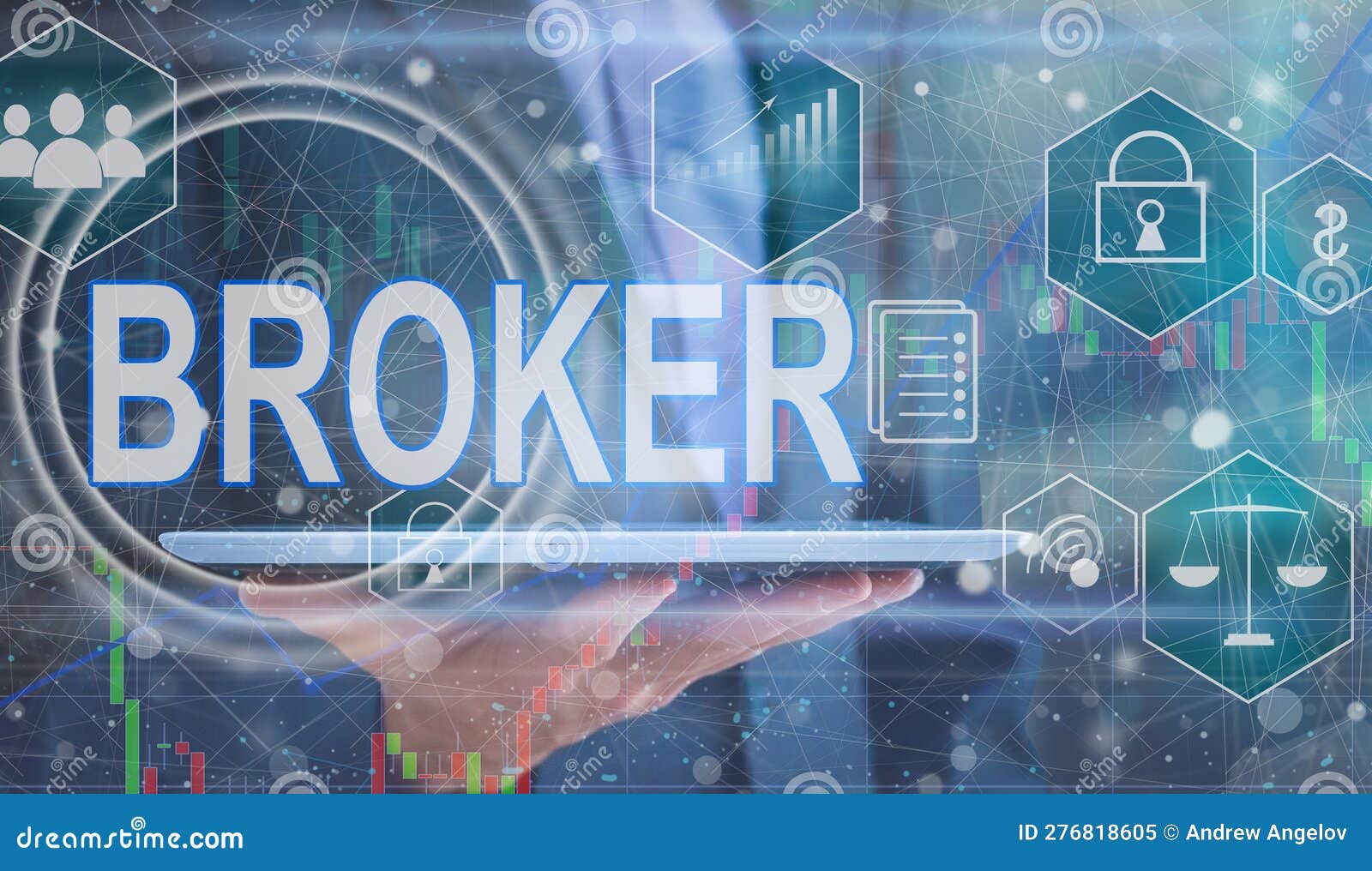 Broker Button on Virtual Screen Stock Image - Image of icon, concept ...