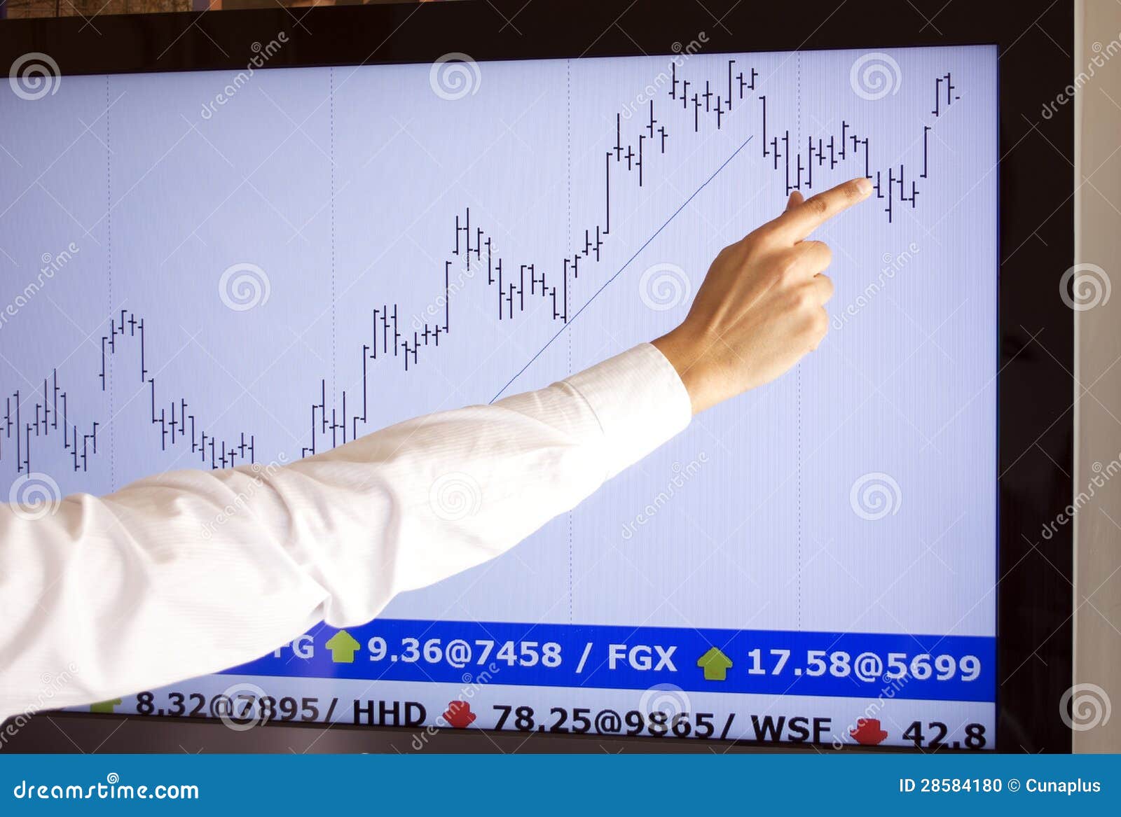Broker Explaining Stock Market Graphic Stock Photo - Image of portrait ...