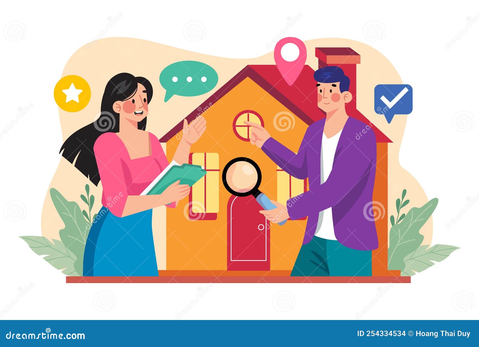 The Broker is Introducing the Rental House To the Client Stock Vector ...