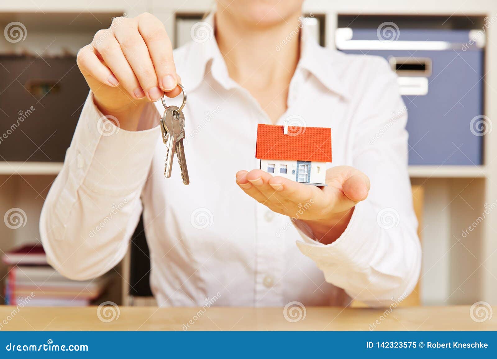 Broker Keeps House and Keys Stock Image - Image of construction, hand ...