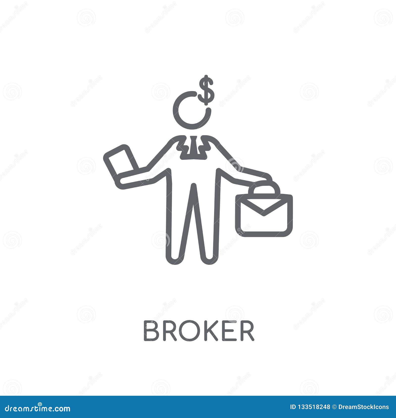 Broker Linear Icon. Modern Outline Broker Logo Concept on White Stock ...