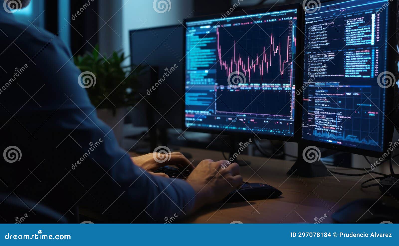 Broker S Hands Doing Trading with Computer Stock Illustration ...