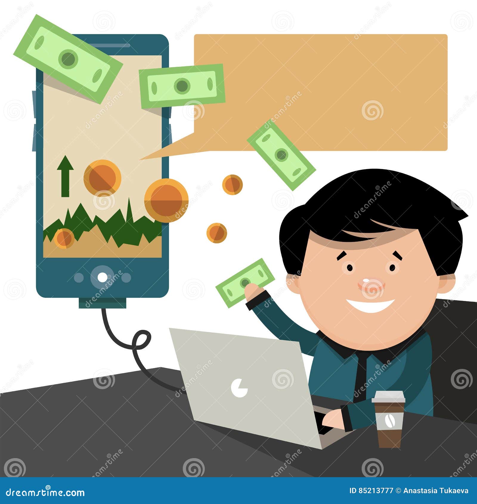 The Broker Sells on the Phone and Computer. the Financial Application ...