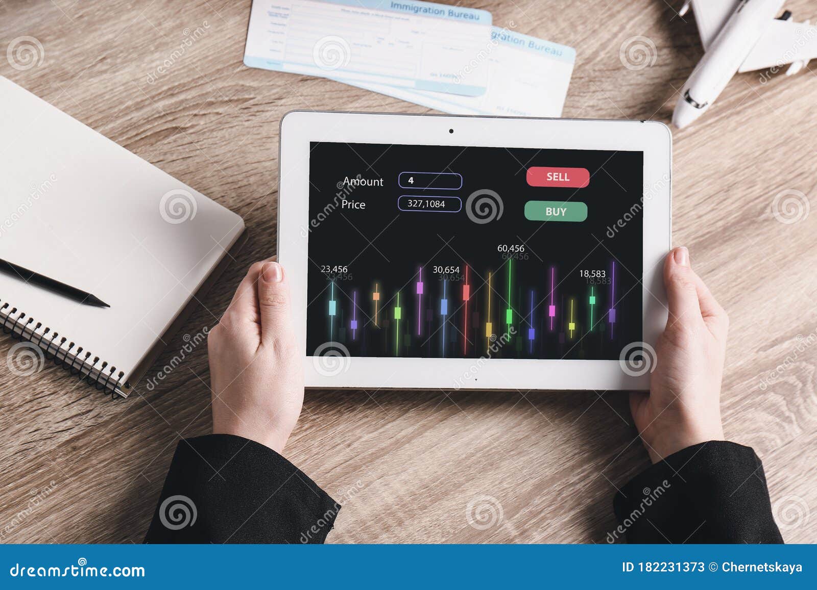 Broker Using Tablet at Table. Forex Trading Stock Image - Image of ...