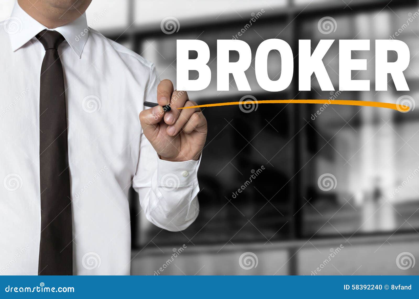 Broker is Written by Businessman Background Concept Stock Photo - Image ...