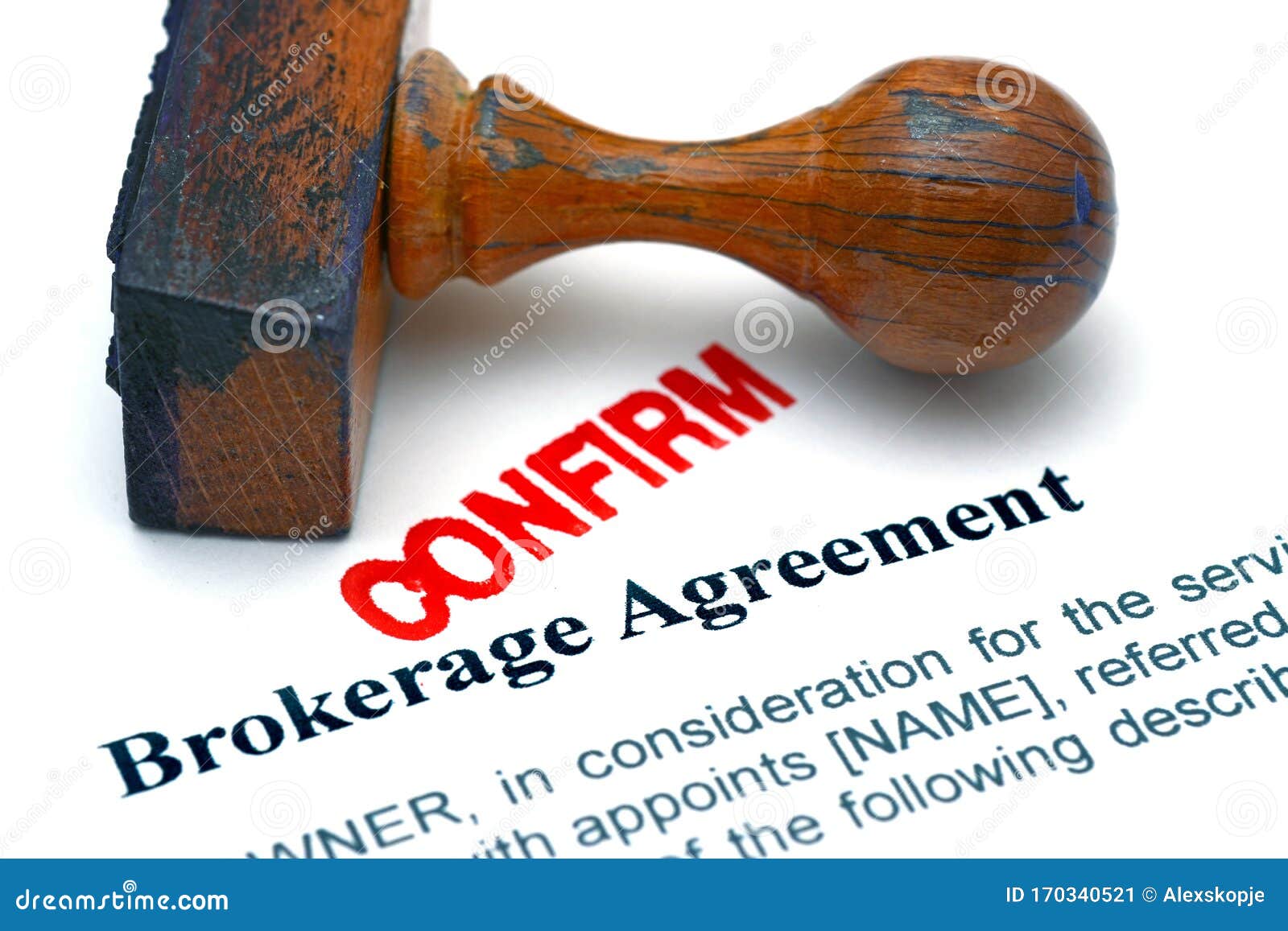 Brokerage agreement stock image. Image of confirm, confirmation - 170340521
