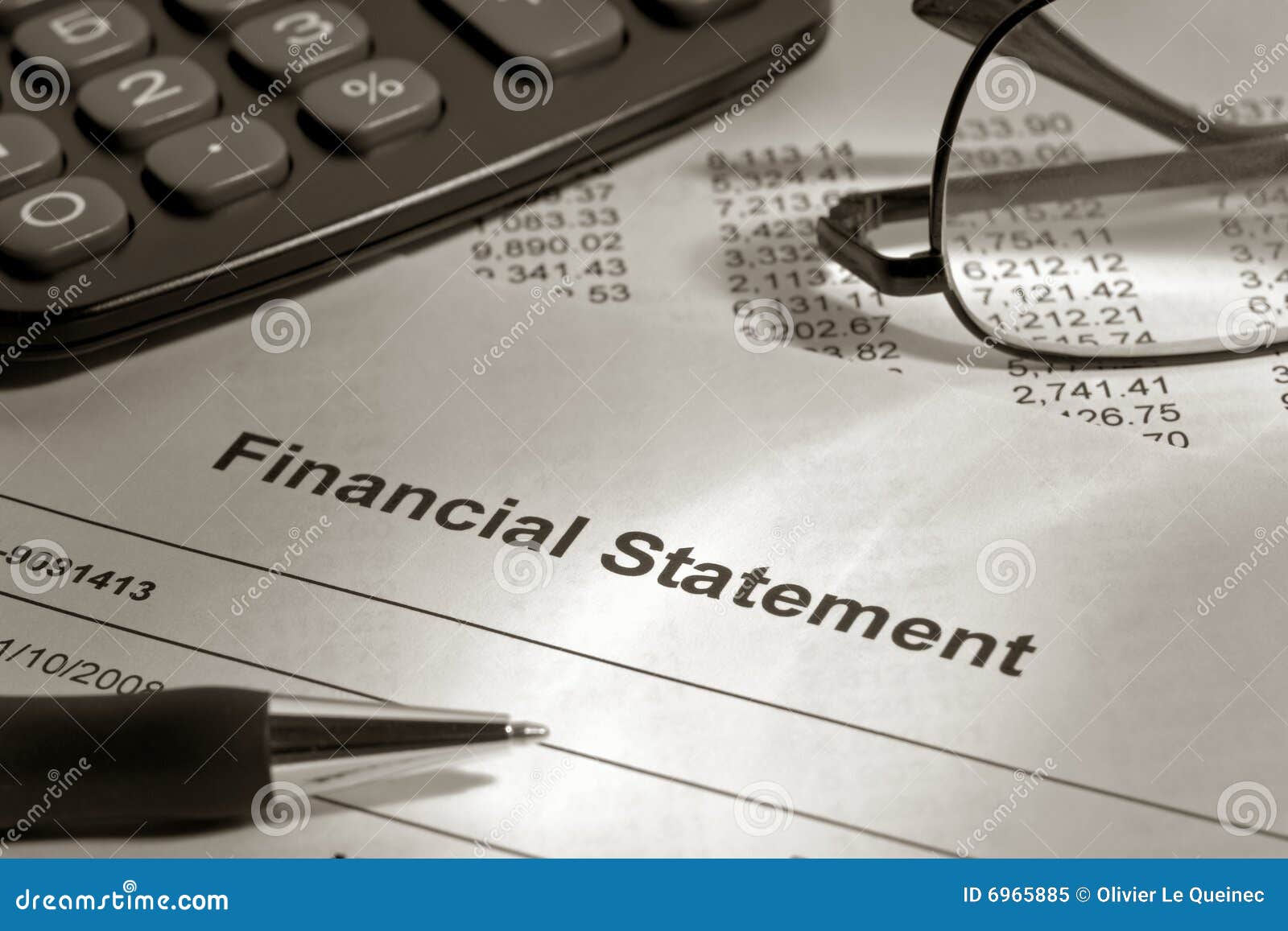 Brokerage Financial Statement with Pen and Glasses Stock Image - Image ...