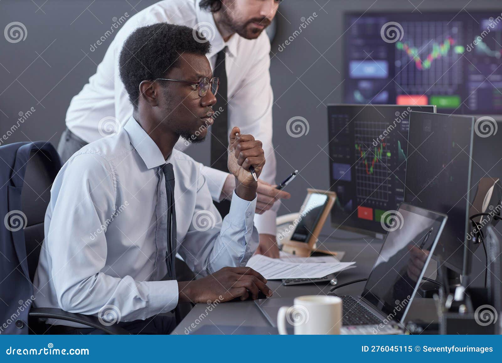 Brokers Waiting for High Indicators Stock Image - Image of monitor ...