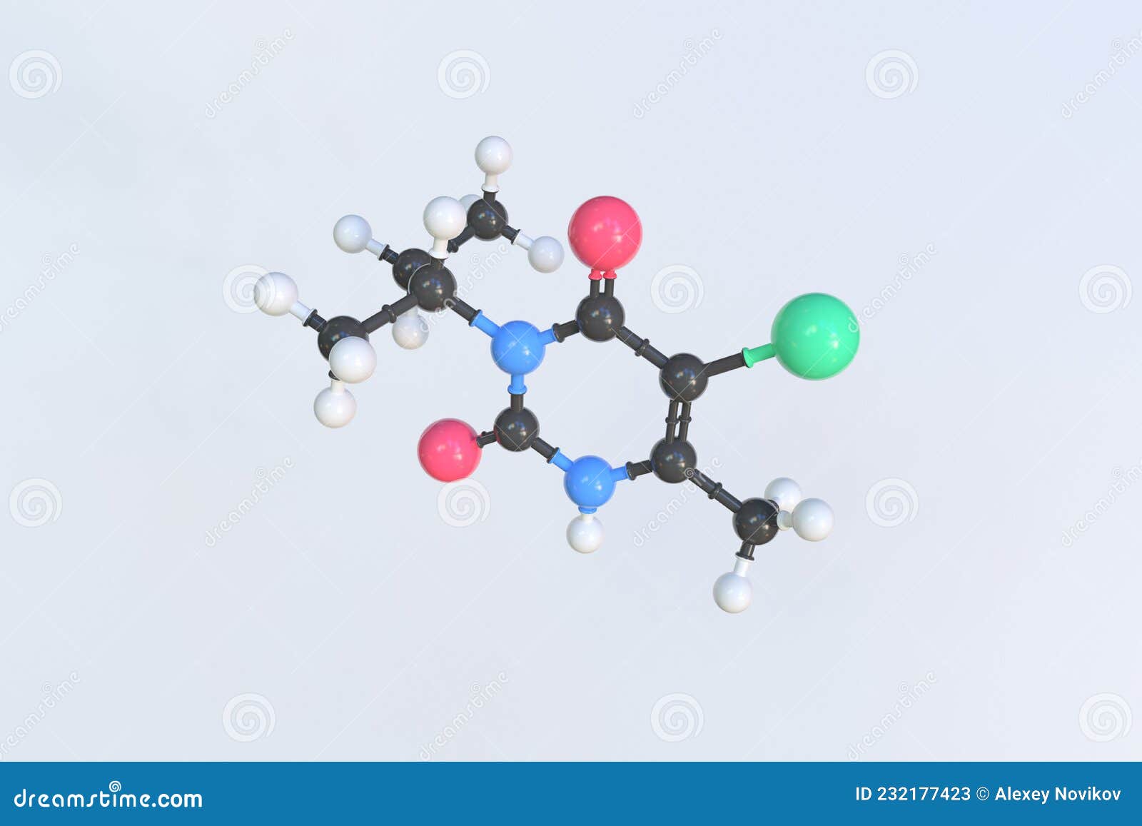 Bromacil Molecule, Isolated Molecular Model. 3D Rendering Stock ...