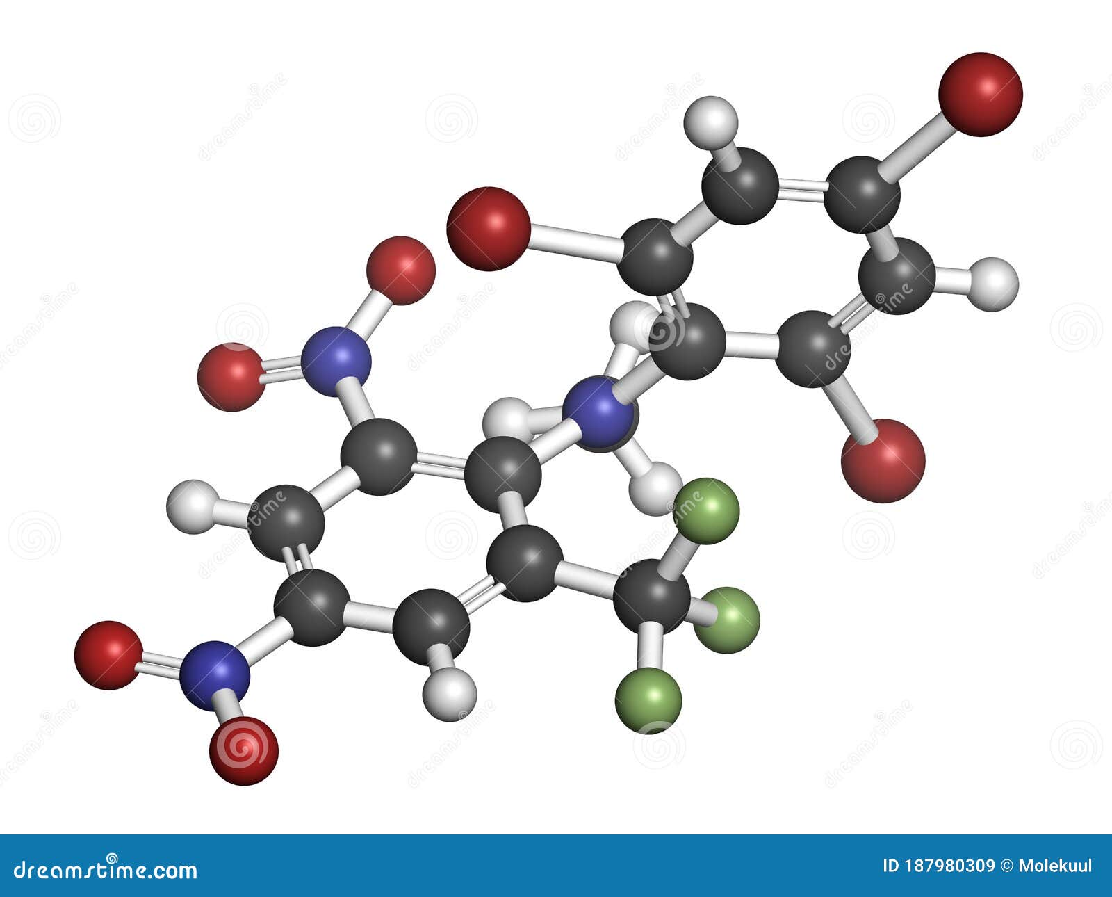 Bromethalin Rodenticide Molecule Rat Poison. 3D Rendering. Atoms Are ...