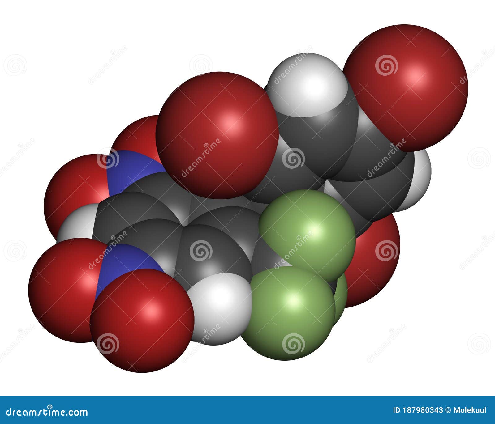 Bromethalin Rodenticide Molecule Rat Poison. 3D Rendering. Atoms are ...