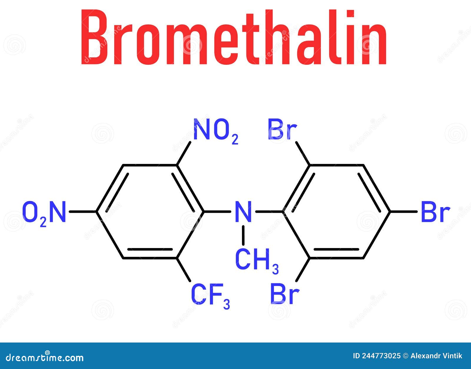Bromethalin Rodenticide Molecule Rat Poison. 3D Rendering. Atoms Are ...
