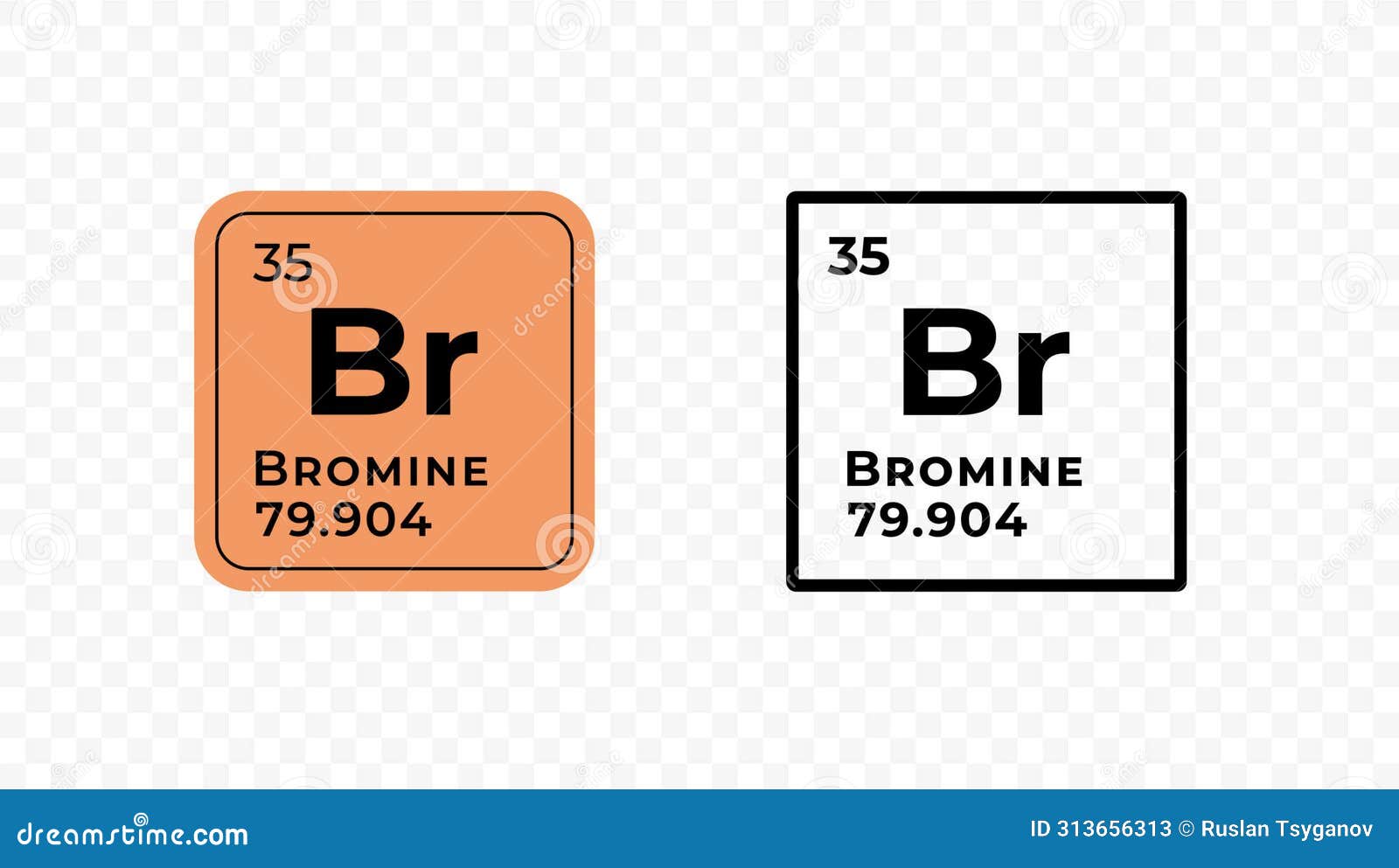 Bromine Br, Chemical Element Sign With Number 35 In Periodic Table. 3D ...