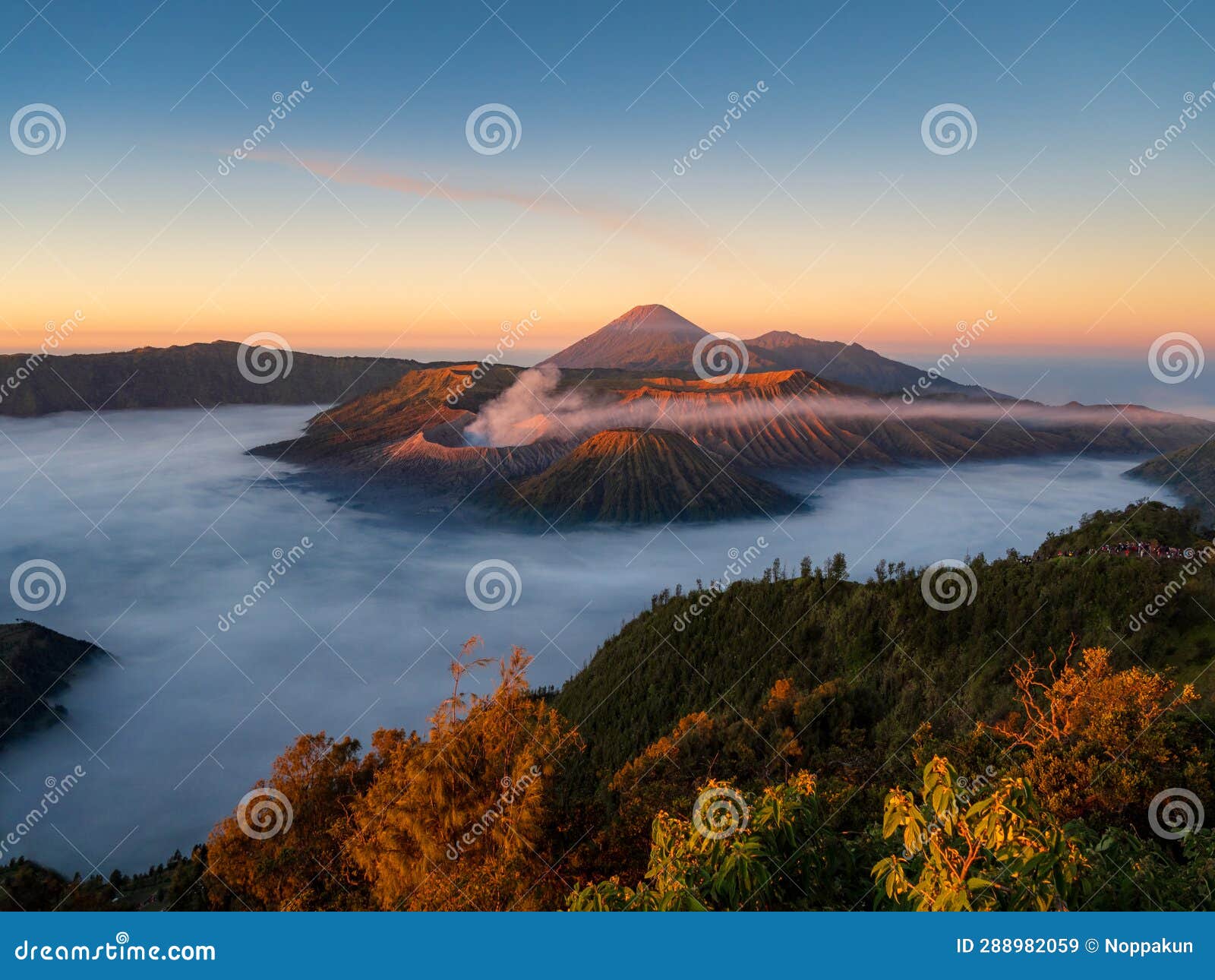 Bromo Active Volcano at Sunrise,Tengger Semeru National Park, Java ...