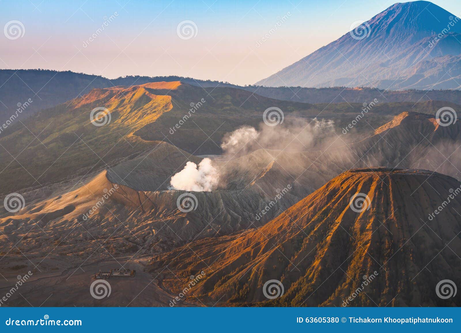 Bromo, Batok and Semeru Volcanoes, Java Island, Indonesia Stock Photo ...