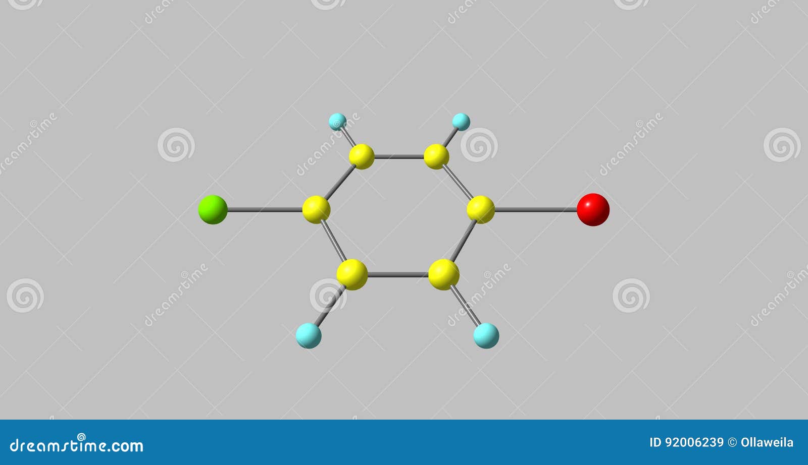 1-Bromo-4-chlorobenzene Molecular Structure Isolated on Grey Stock ...