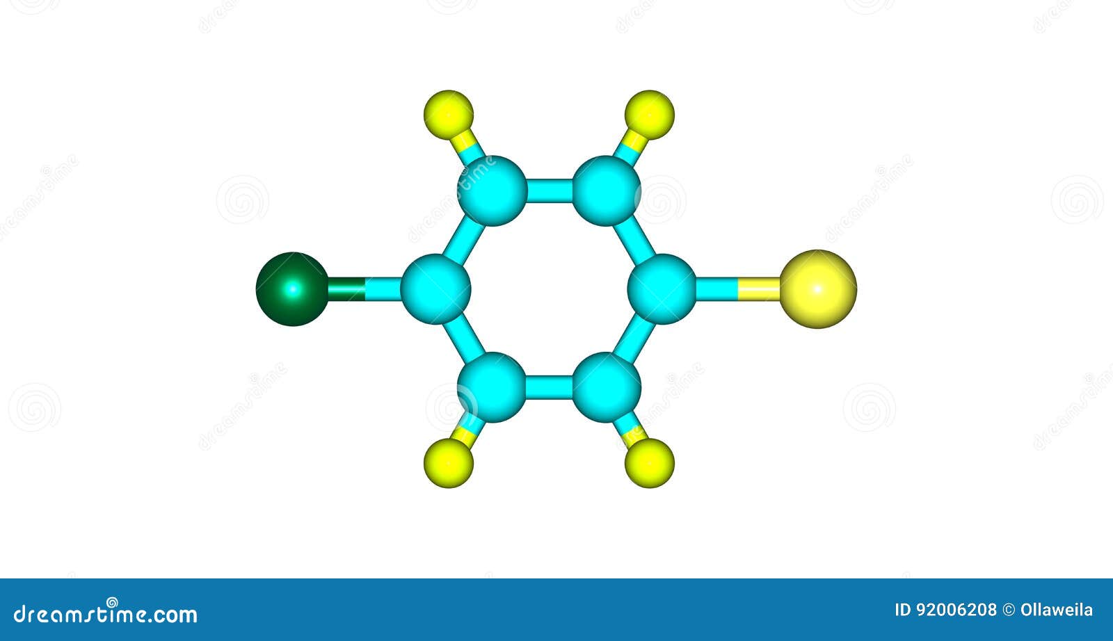 1-Bromo-4-chlorobenzene Molecular Structure Isolated on White Stock ...