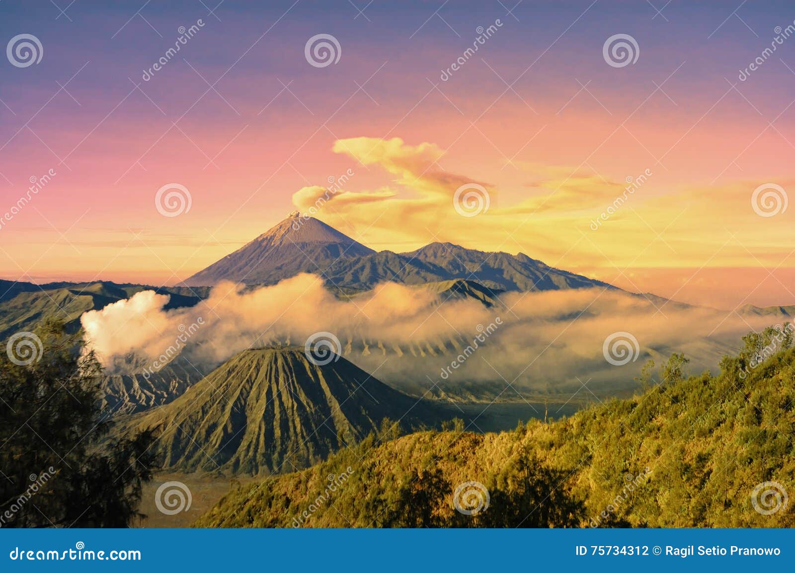 Bromo mountain at morning stock photo. Image of false - 75734312
