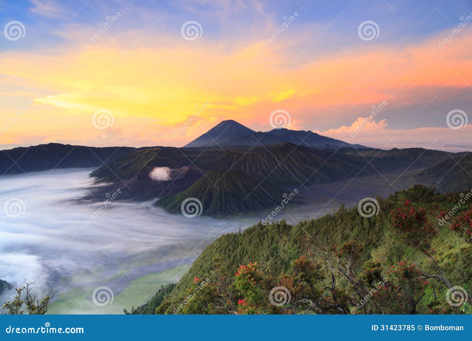 Bromo Mountain in Tengger Semeru National Park at Sunrise Stock Image ...