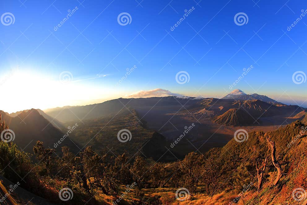 Bromo Volcano at Sunrise, Java, Indonesia Stock Photo - Image of ...