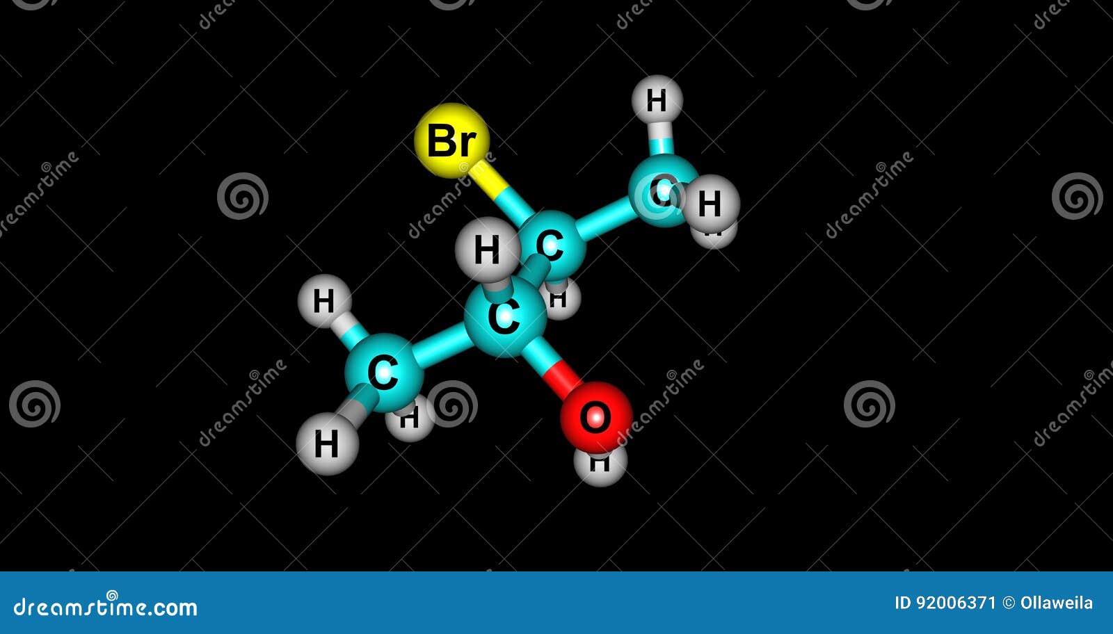 Bromobutanol Molecular Structure Isolated on Black Stock Illustration ...