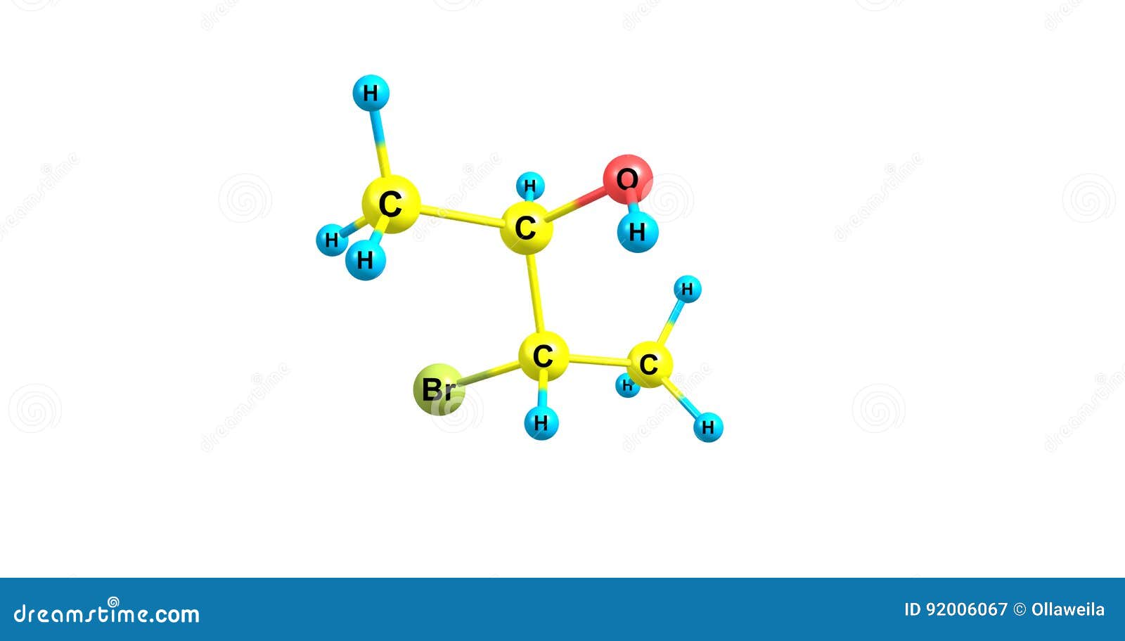 Bromobutanol Molecular Structure Isolated on White Stock Illustration ...