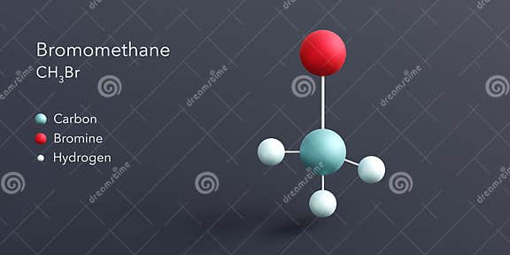 Bromomethane Molecule 3d Rendering, Flat Molecular Structure with ...