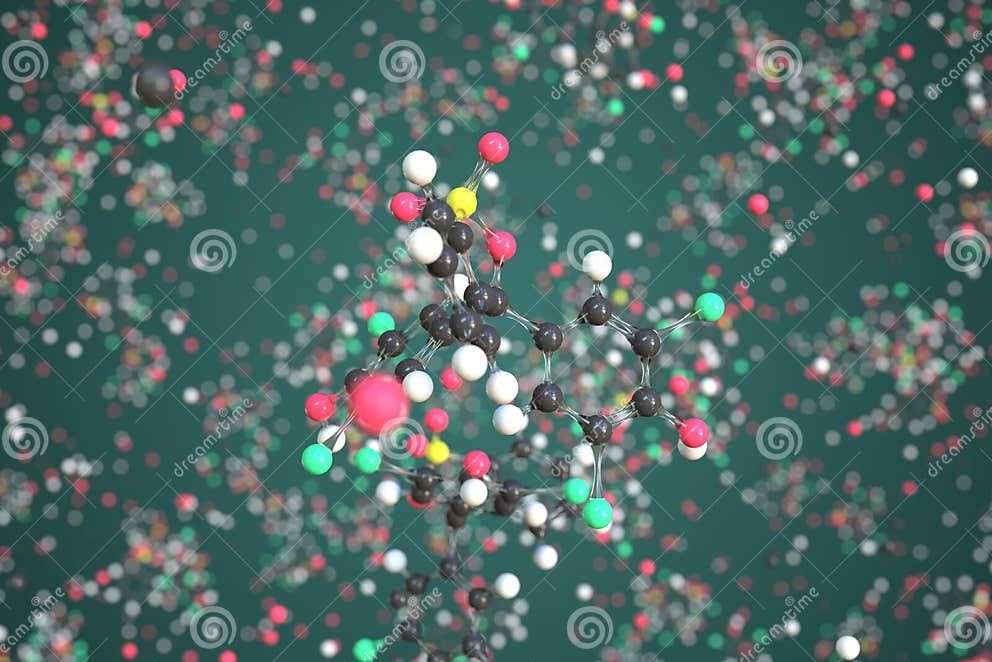Bromophenol Blue Molecule, Conceptual Molecular Model. Scientific 3d ...