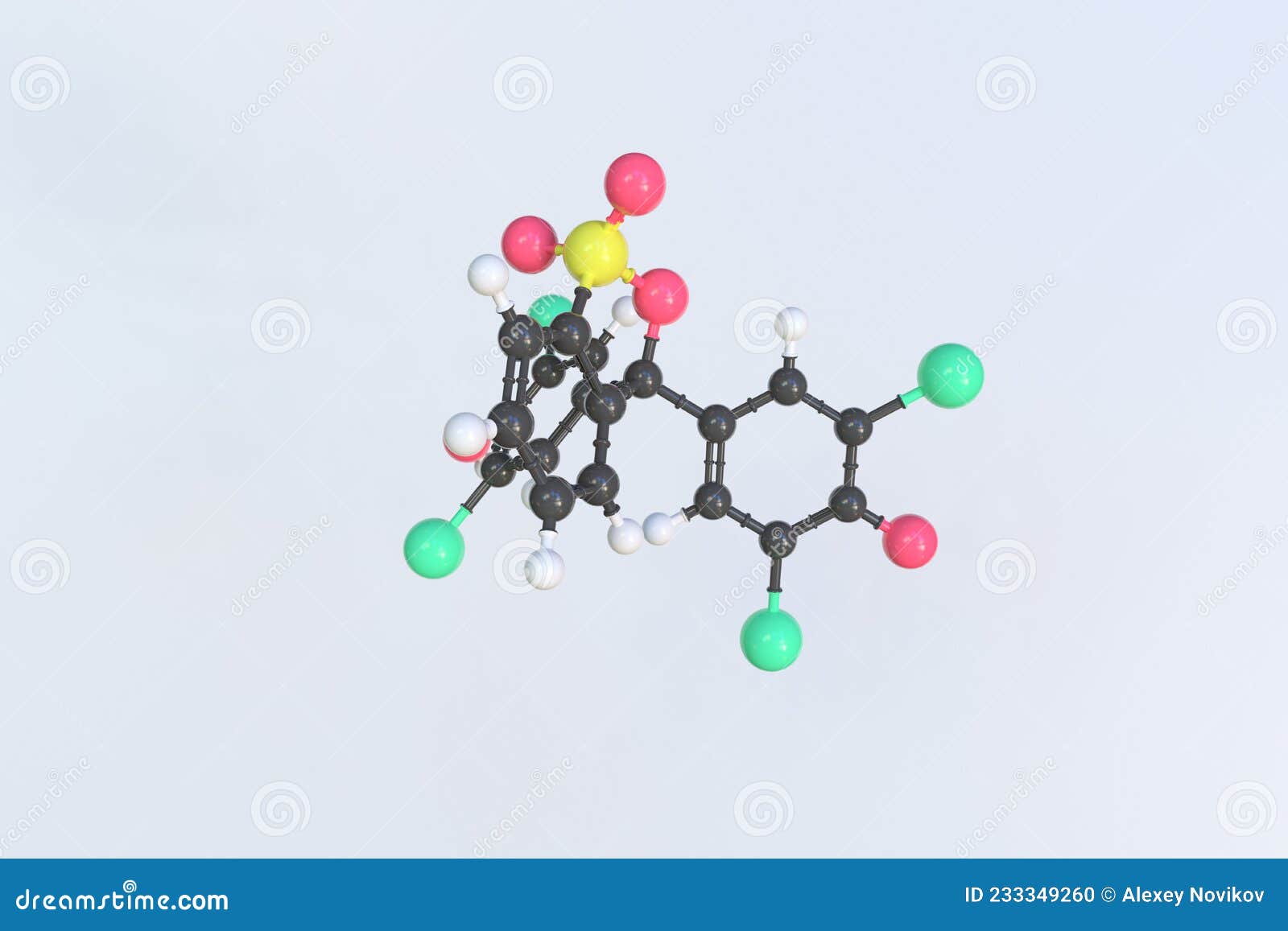 Bromophenol Blue Molecule, Isolated Molecular Model. 3D Rendering Stock ...